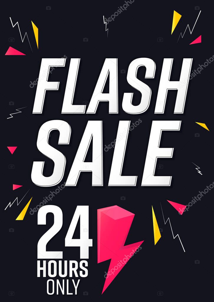 Venta Flash, solo 24 horas, plantilla de diseño de póster de descuento ...