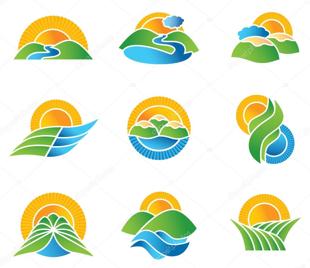 Set of landscape symbols and icons ⬇ Vector Image by © Trompinex ...