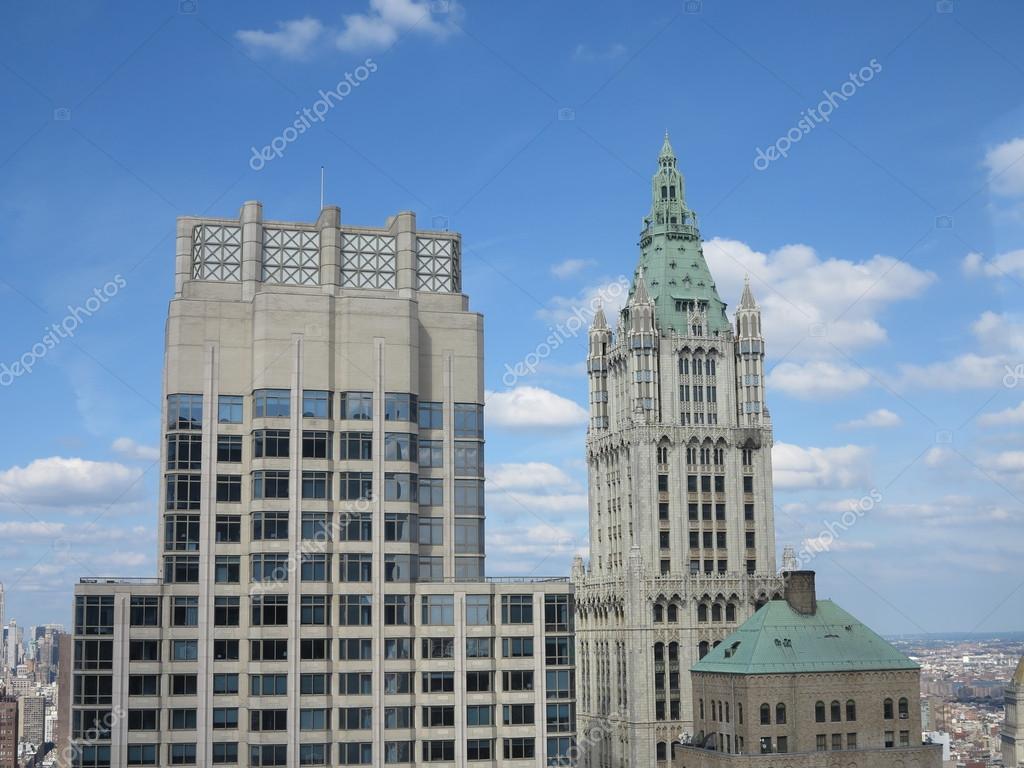 Vista de Woolworth y los edificios de transporte desde el piso 54 del ...