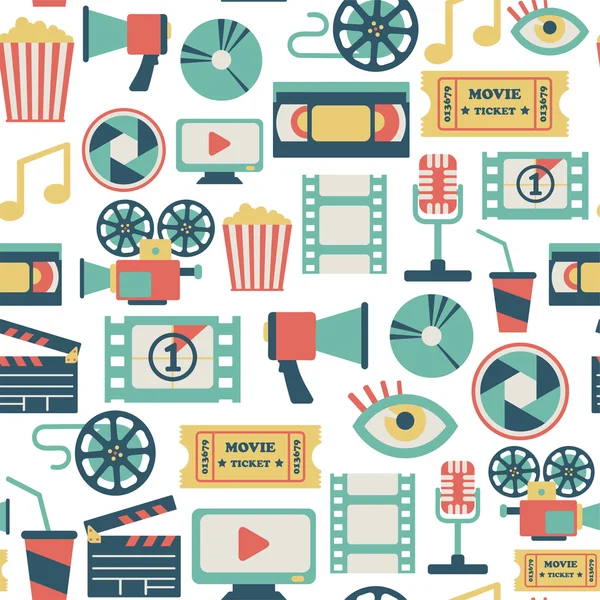 Seamless pattern with retro cinema icons — Stock Vector © kusuriuri ...