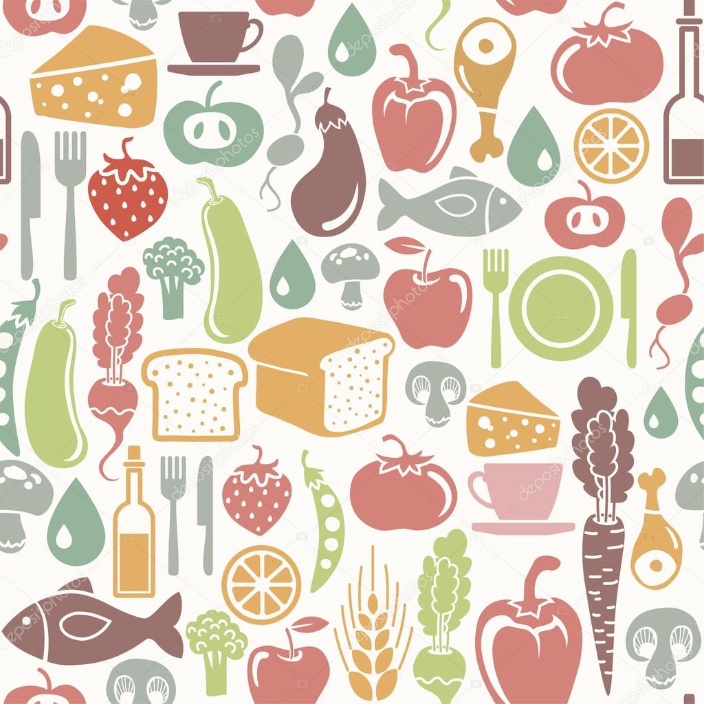 Seamless pattern with food icons — Stock Vector © kusuriuri #29023851 Seamless pattern with food icons — Stock Vector © kusuriuri #29023851