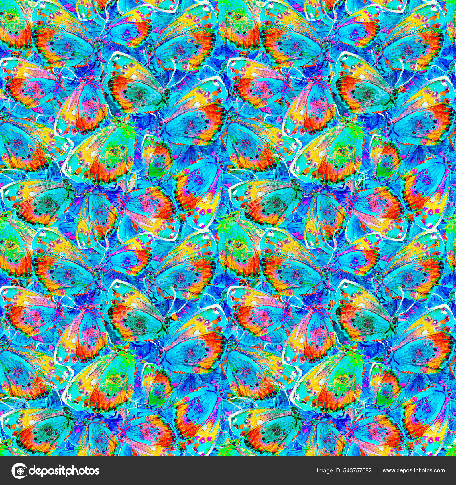 Seamless Texture Butterflies Repeating Watercolor Drawing Moths Lot ...