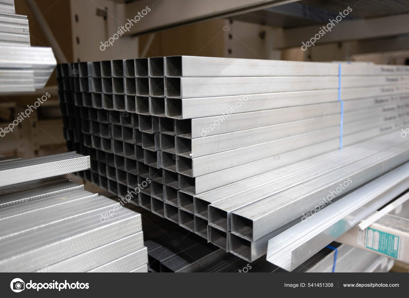 Stack Galvanized Rectangular Steel Pipes Building Materials Production ...