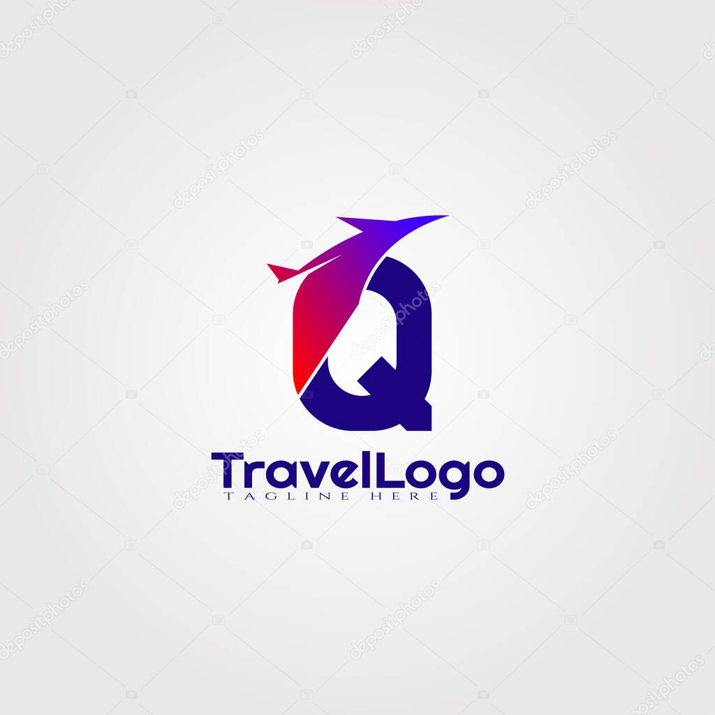 Diseño del logotipo del vector del agente de viajes con iniciales letra ...