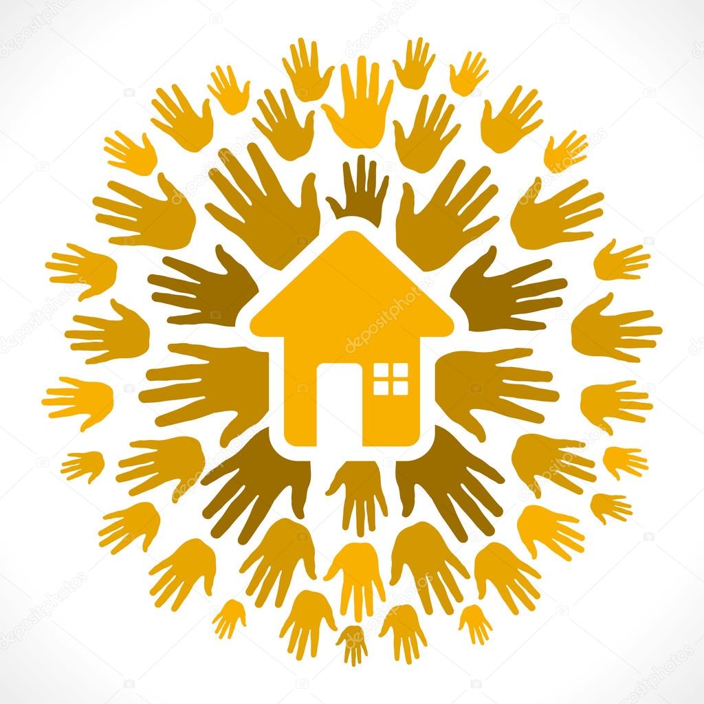 Home icon with hand background vector Stock Vector Image by ©vectotaart ...