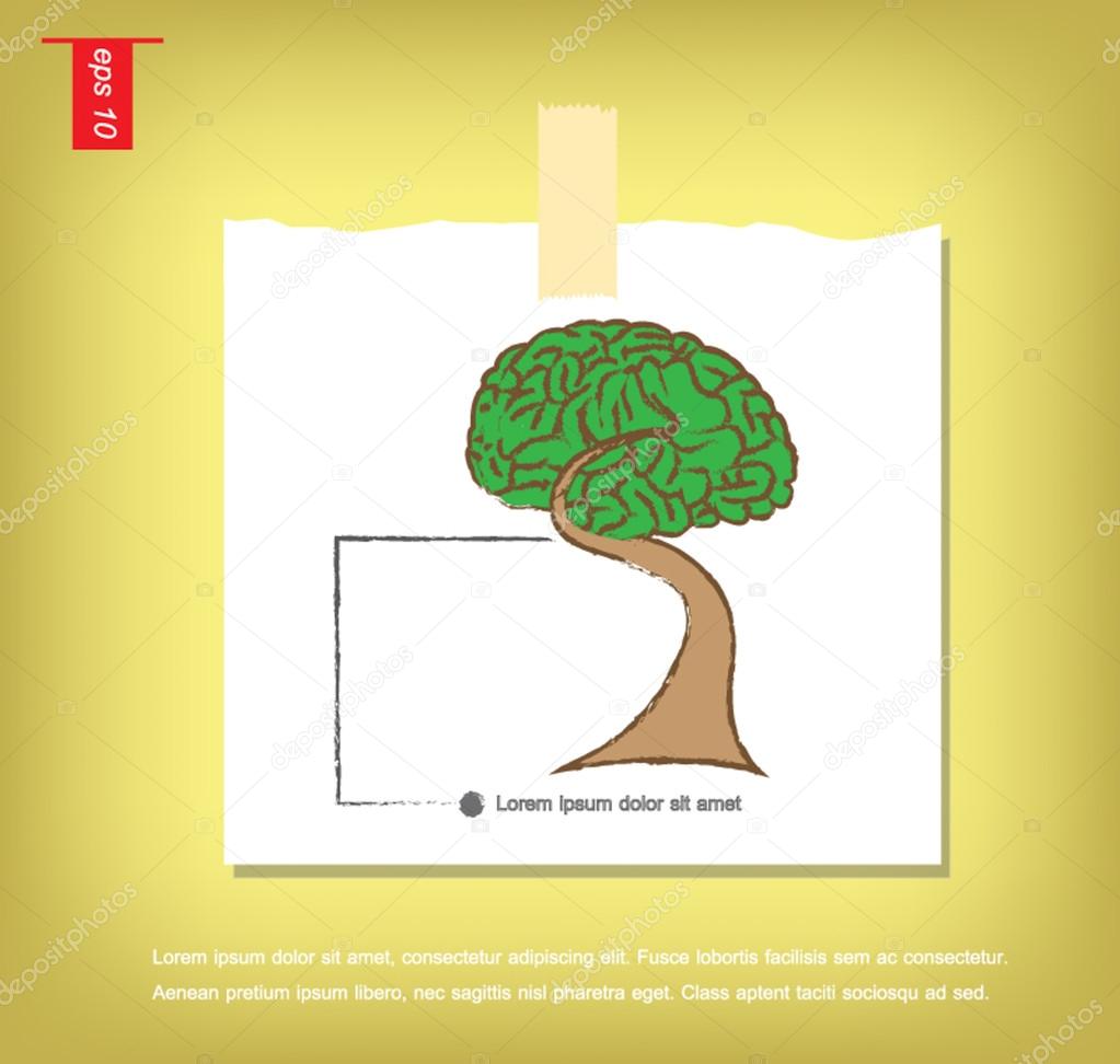 Brain Bonsai tree illustration, tree of knowledge vector icon i — Stock ...