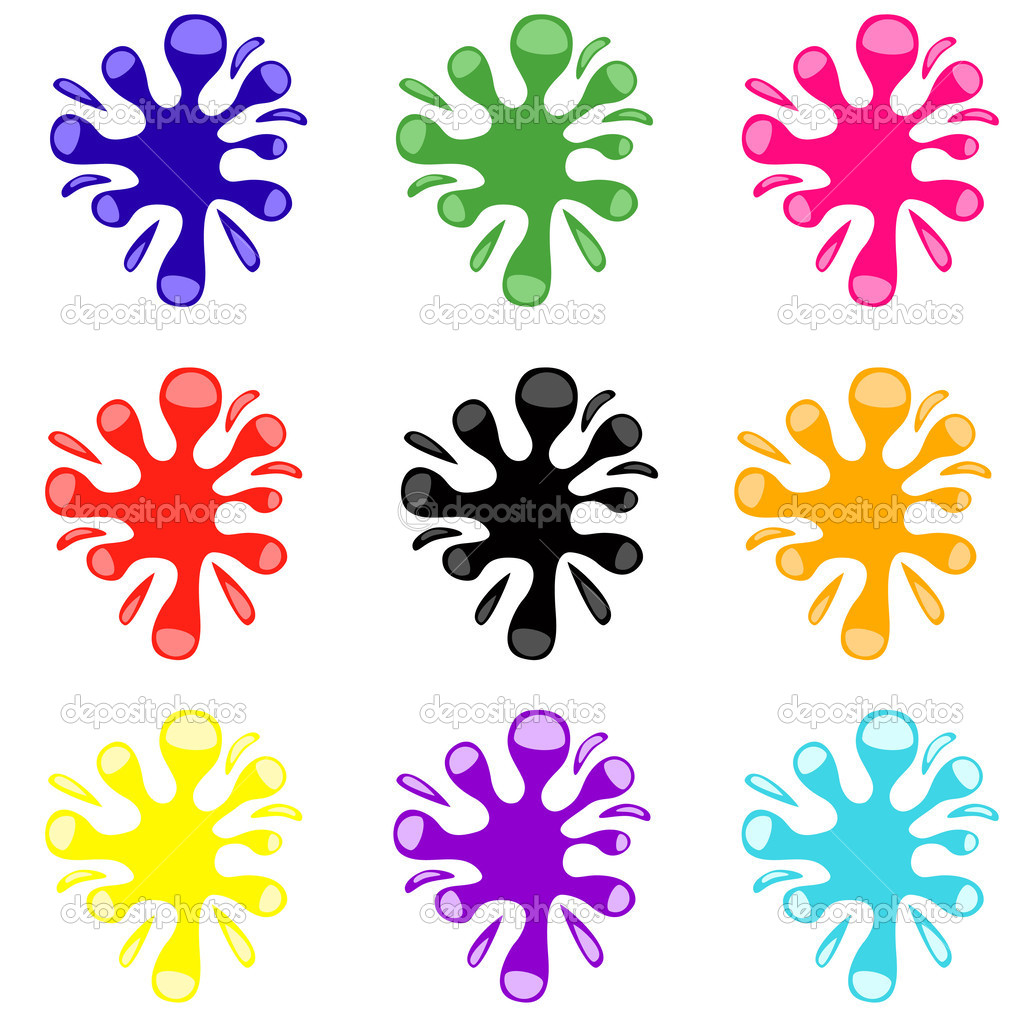 Conjunto de manchas de colores en el fondo blanco vector, gráfico ...