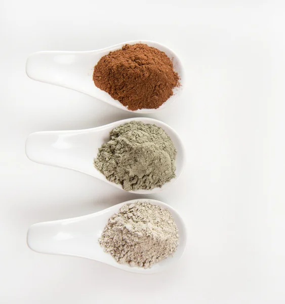 Three Different Clay Mud Powders — Stock Photo © annahoychuk #30471379