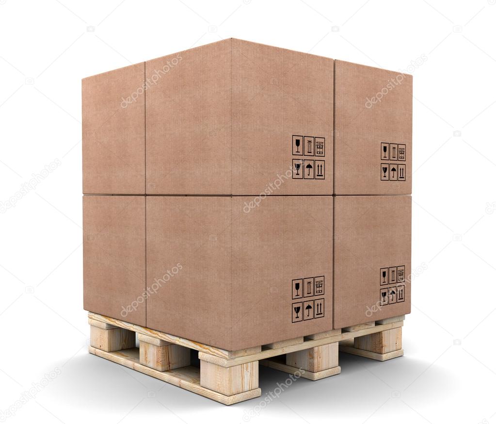 Cardboard boxes on pallet Stock Photo by ©rexi 40021871