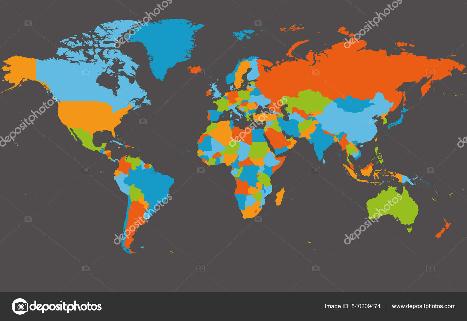 Høj detaljeret politisk kort over verden Stock-vektor af ©pyty 540209474