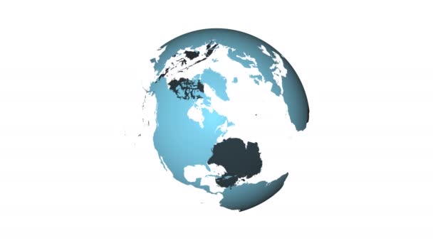 Rotating Earth Globe Map Light Blue Lands Transparent Seas Oceans ...