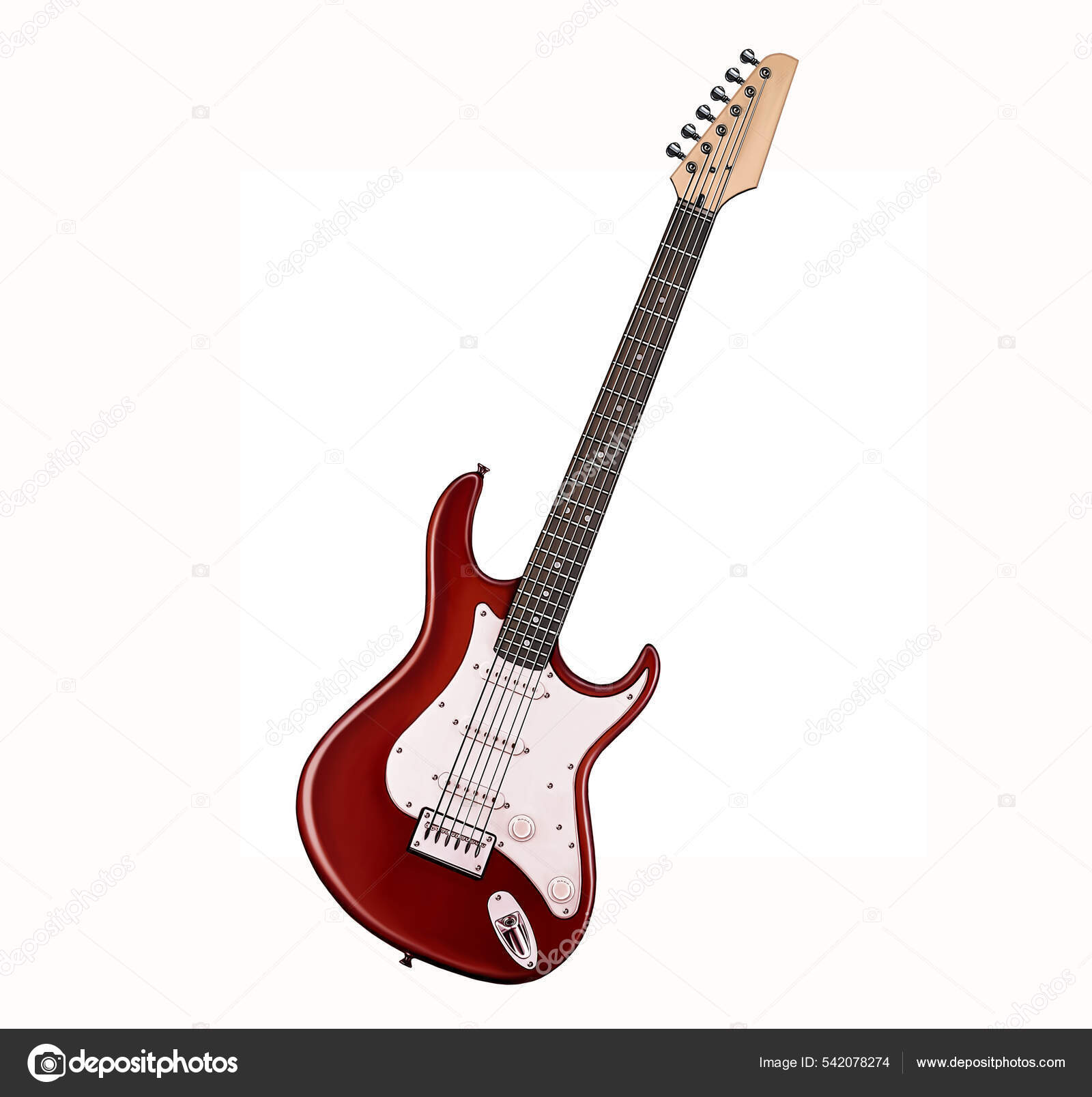 Electric Guitar Modern Musical Instrument Realistic Drawing ...