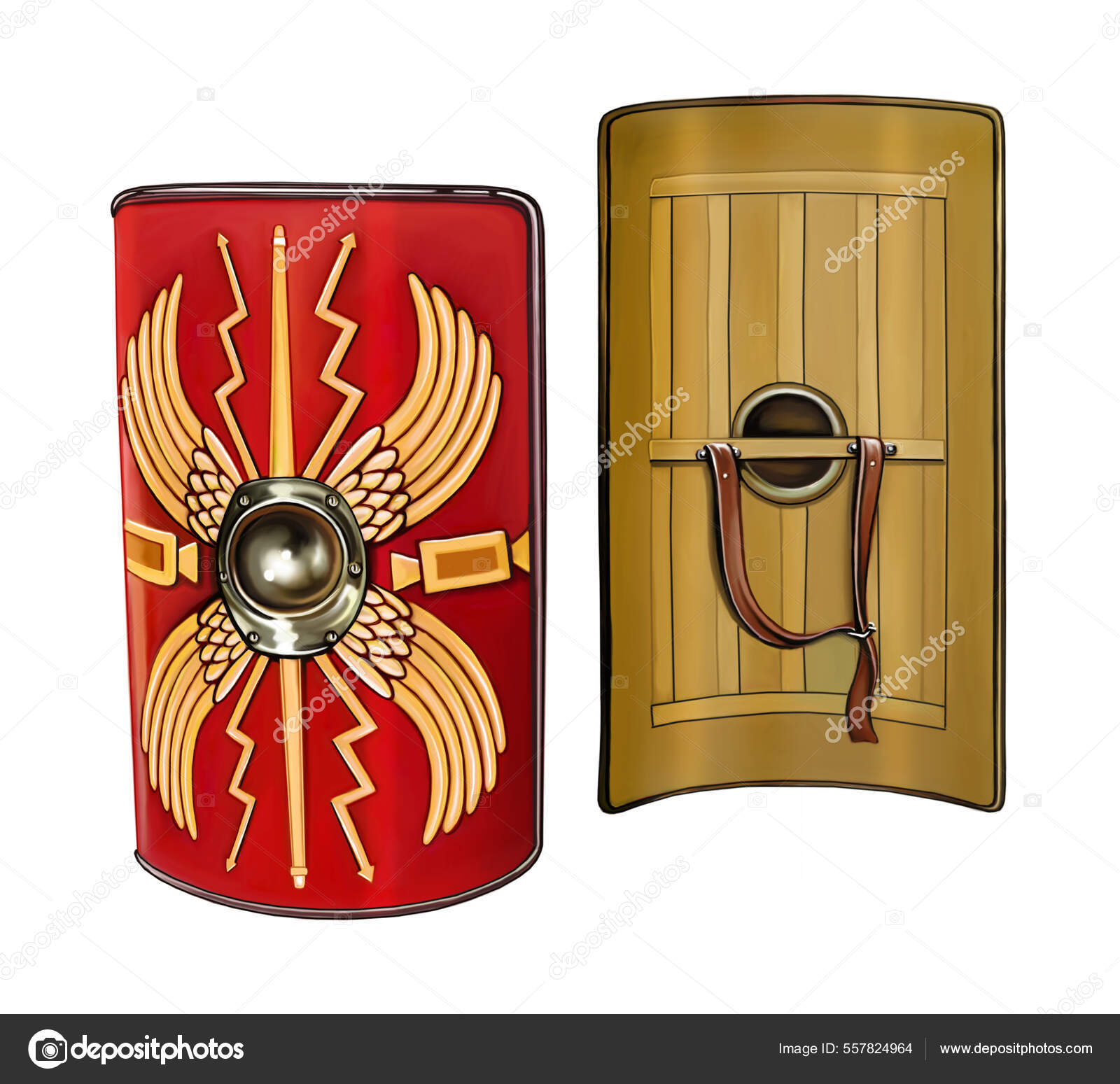 Roman Scutum Shield Central Handle Umbon Ancient Weapon Front Back ...