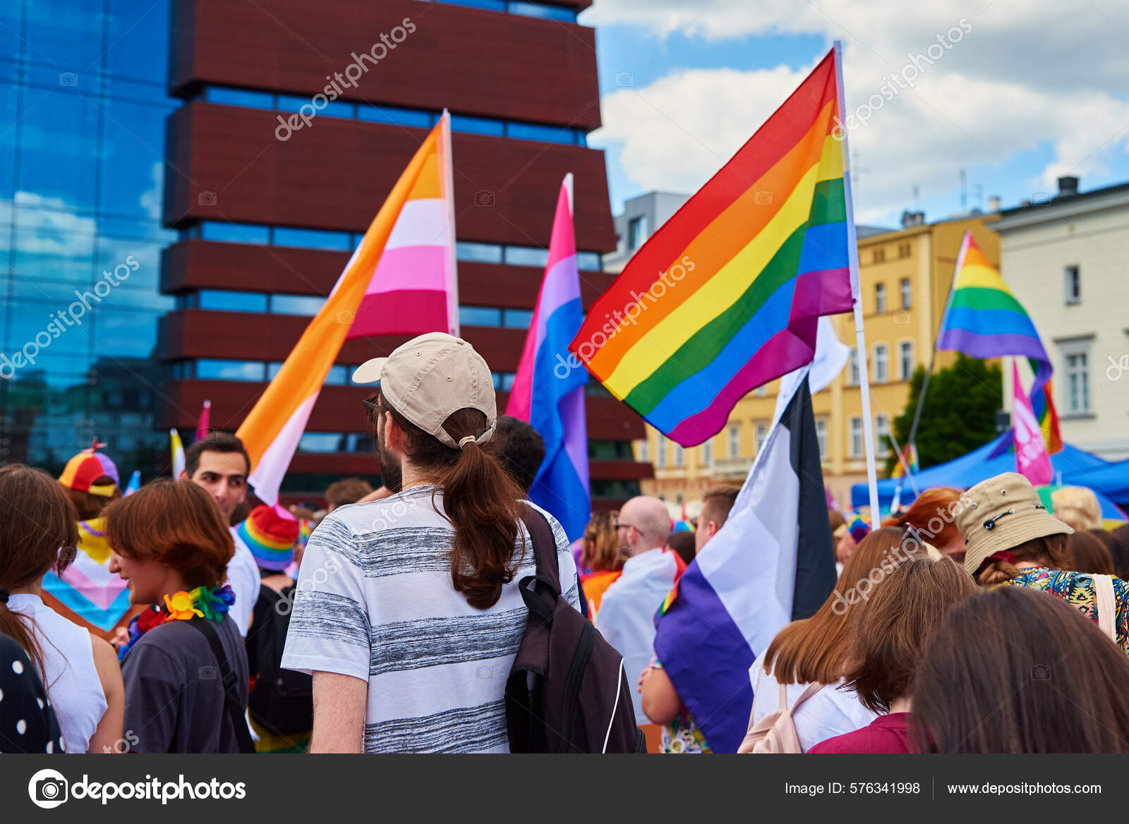 People Lgbtq Rainbow Flags Pride Parade Tolerance Diversity Gender ...