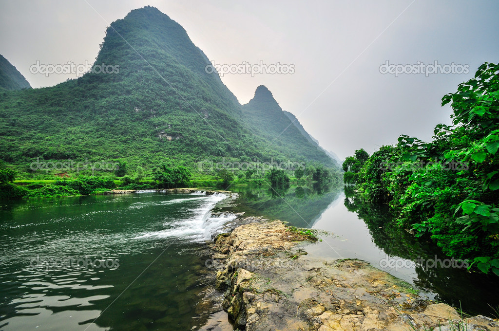 Li river mountain landscape in Yangshuo Guilin — Stock Photo ...
