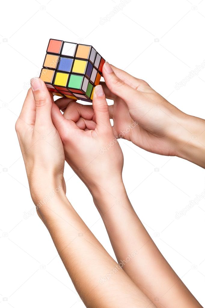 Hands holding cube – Stock Editorial Photo © xmagic #38308861