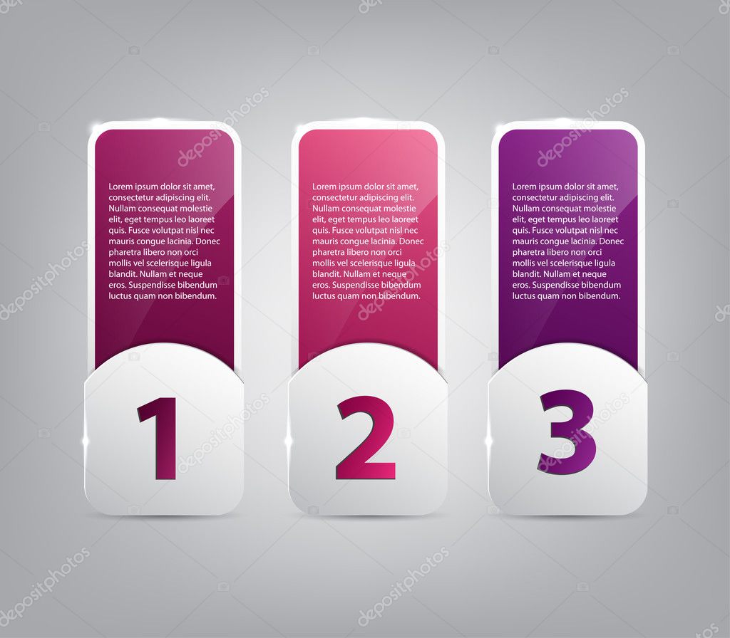 Three paper banners template for step presentation Stock Vector by ...