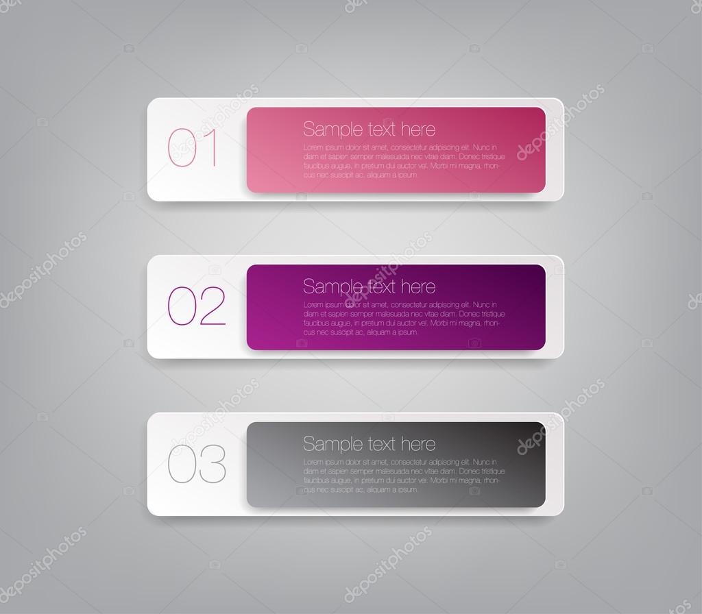Three paper banners template for step presentation can be used for ...