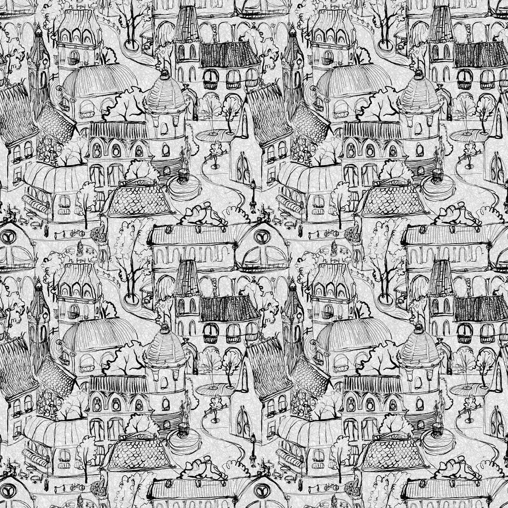 Seamless hand drawn old town illustration Stock Photo by ©karavai 29529547