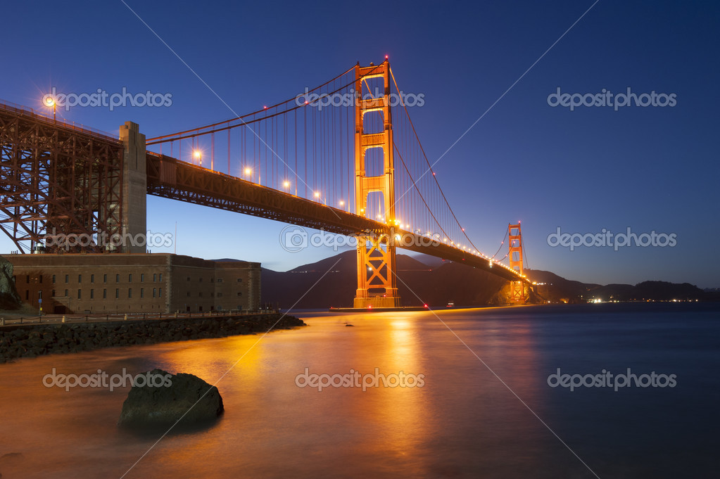 Golden Gate bridge at night Stock Photo by ©somchaij 30168409