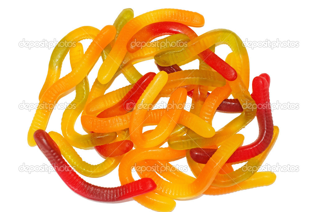 Multicolored Chewing marmalade as worms isolated — Stock Photo ...