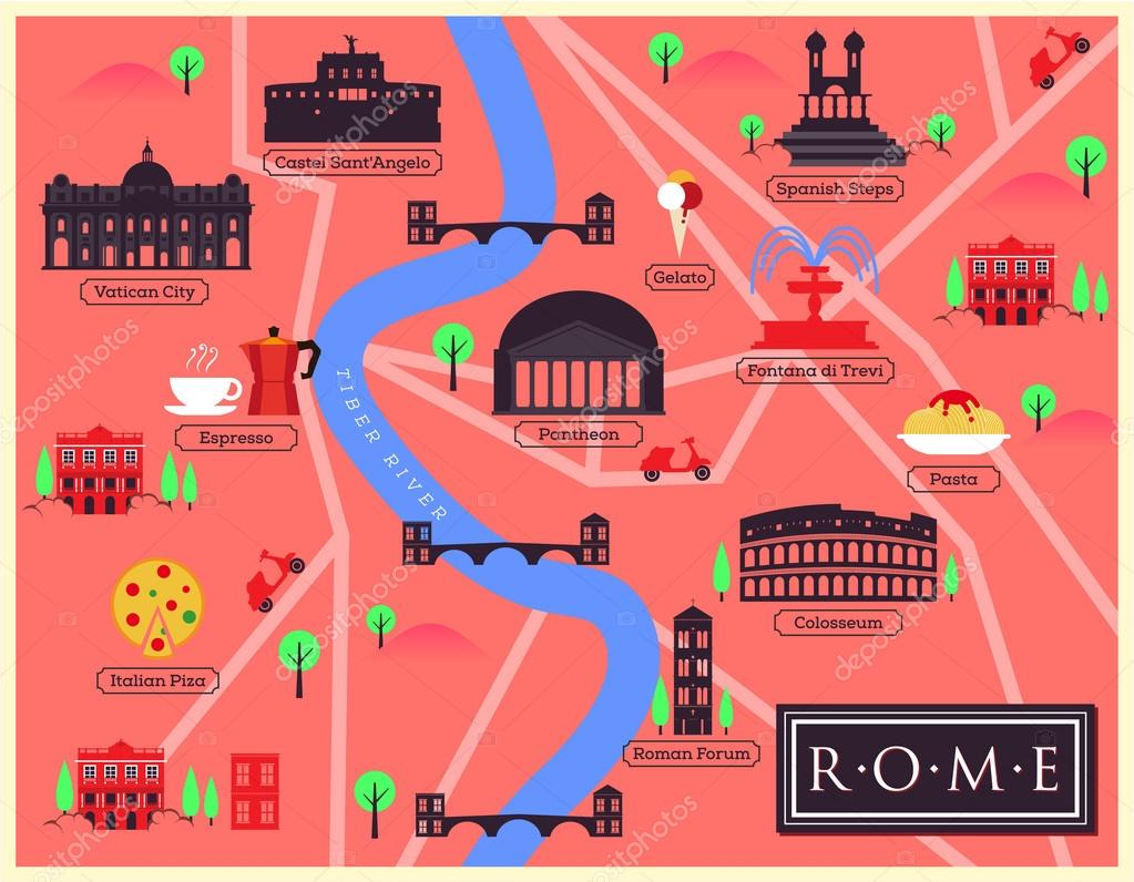 City Map of Rome Stock Vector by ©kursatunsal 50703097