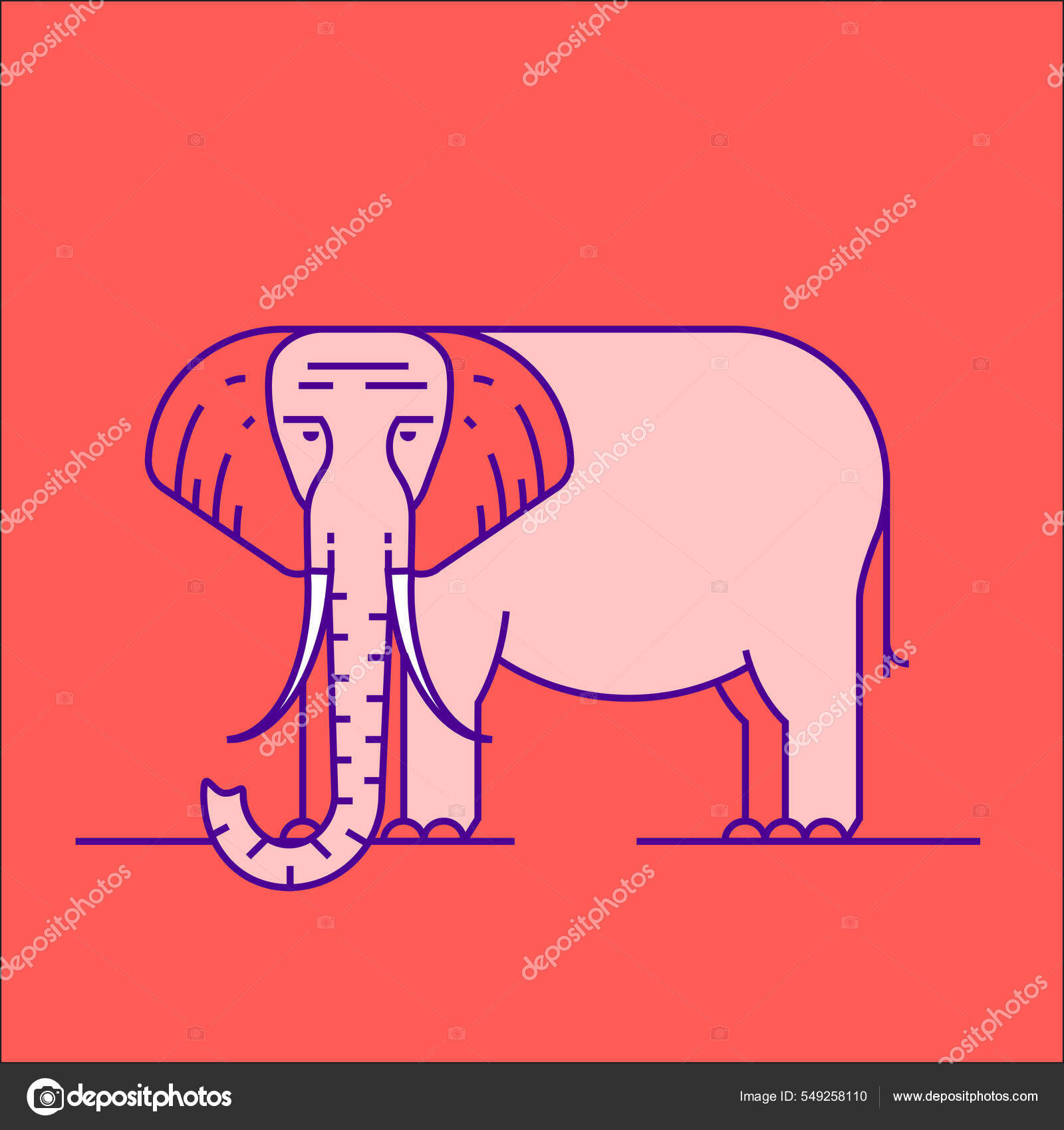 Elefante Aislado Sobre Fondo Rosa Ilustración Vectorial Vector de stock ...