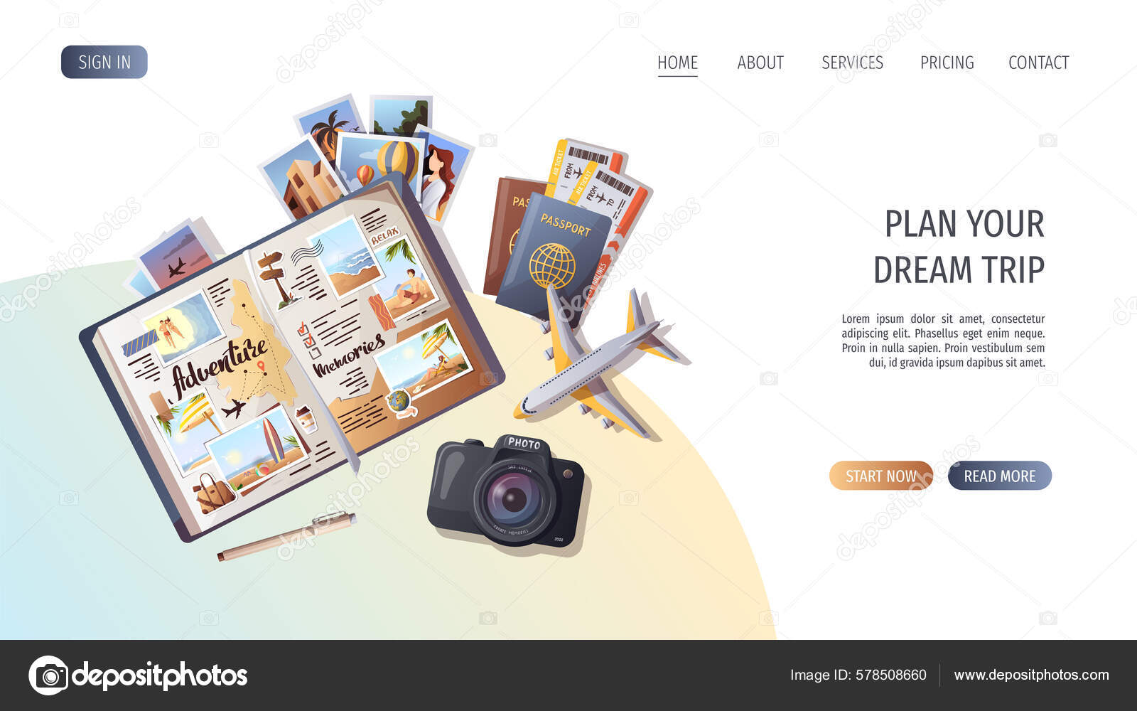 Travel Adventure Template Time Travel Tourism Website Vector ... Travel Adventure Template Time Travel Tourism Website Vector ...