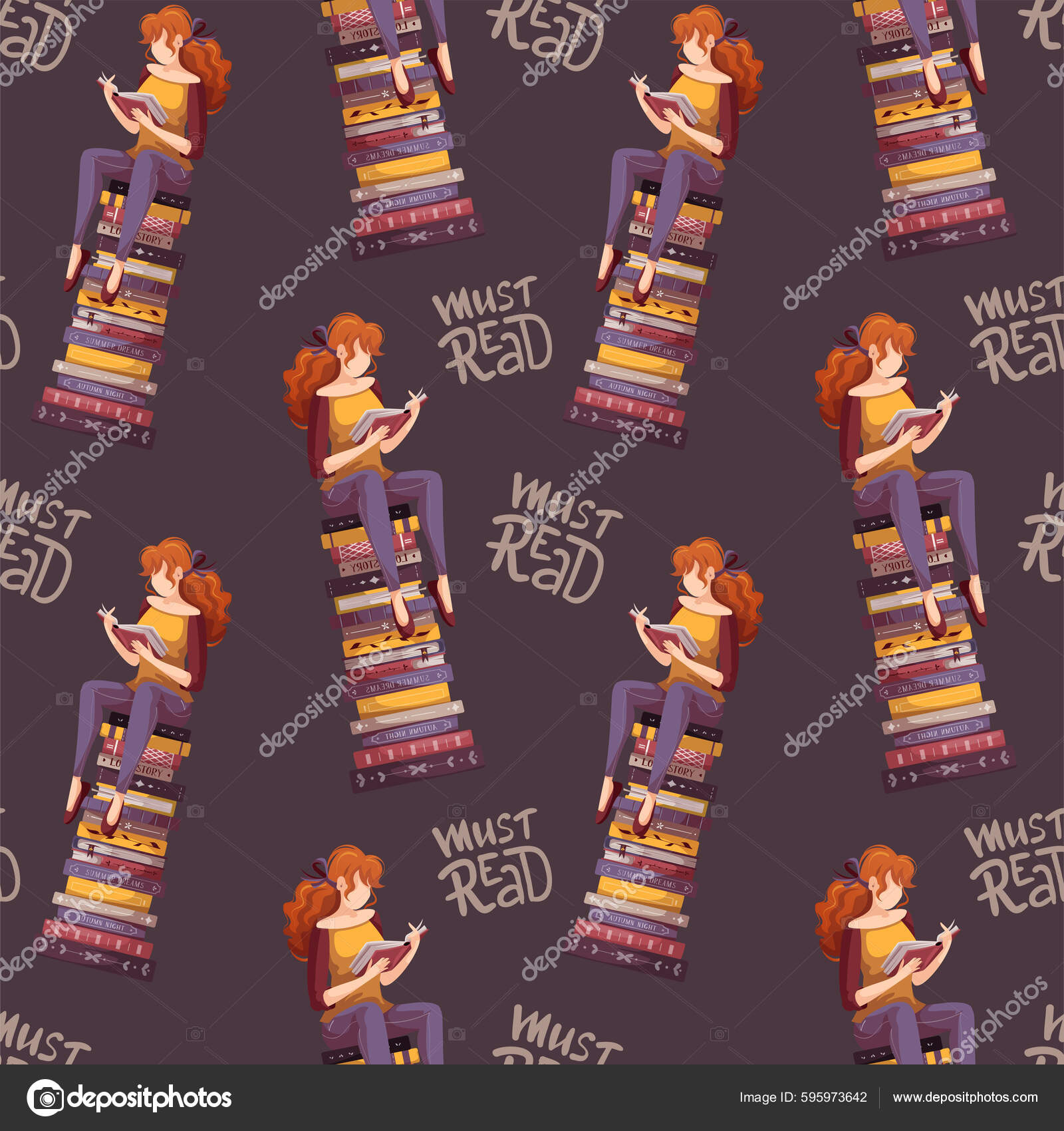 Set Cartoon Characters Books Education Concept Vector Background ...