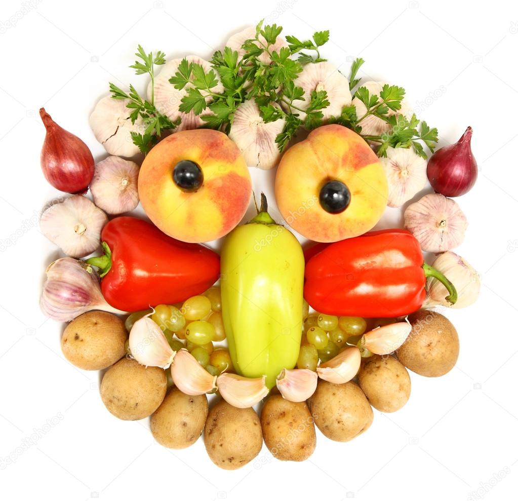 Cheerful face made from fruits and vegetables — Stock Photo © strixcode ...