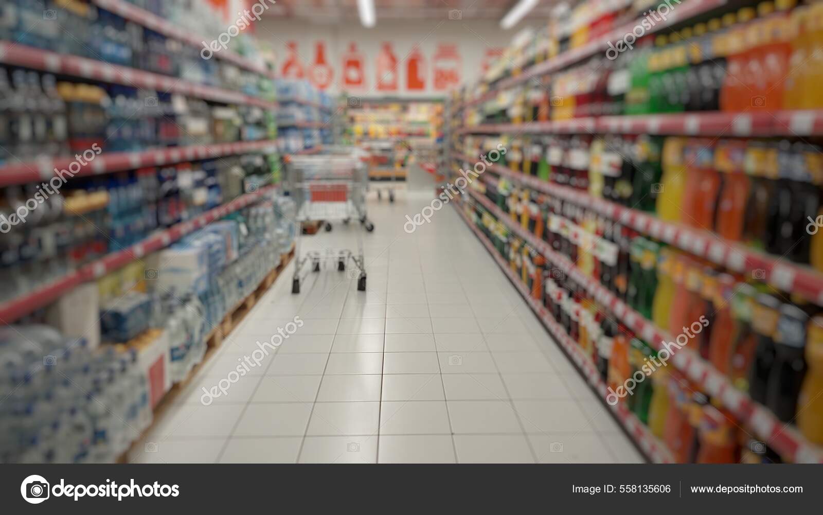 Blurry Unfocused Background Goods Supermarket Shelves Products Food ...