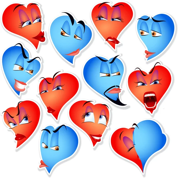 Set of hearts with emotions - Stock Image - Everypixel