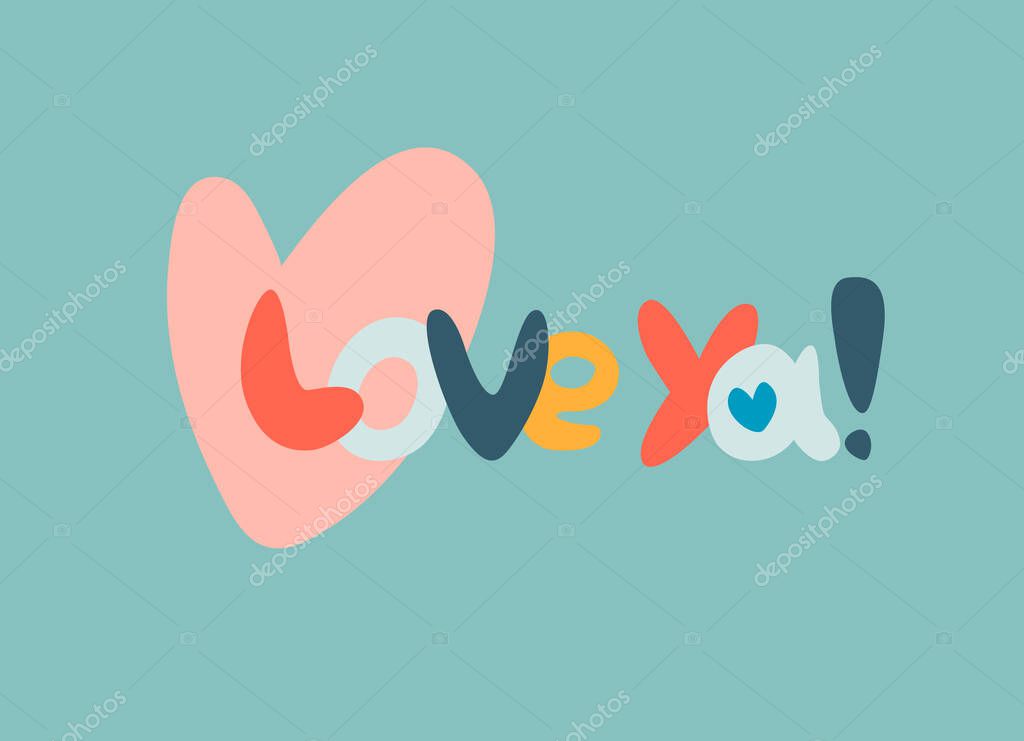 Frase con letras de mano Love You. Amor, Romance, Concepto de San ...