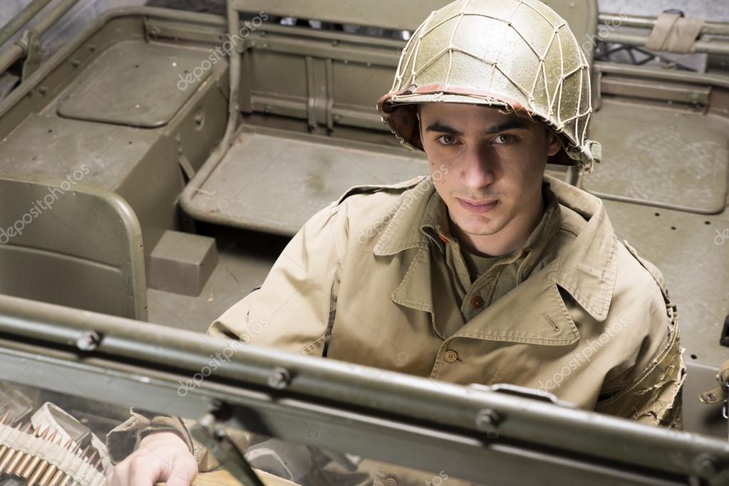 Driver of a military vehicle of World War II — Stock Photo ...