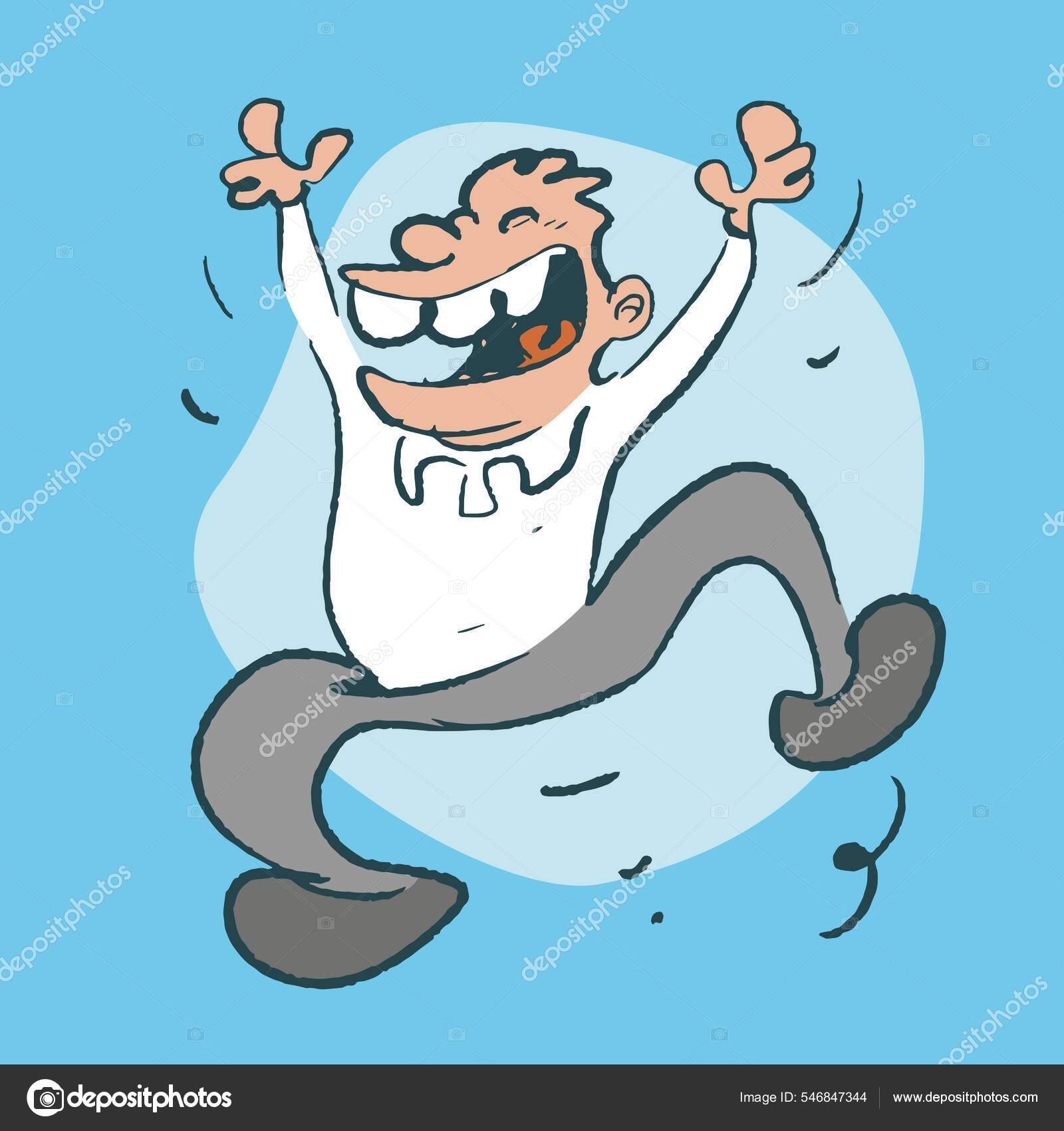 Happy Cartoon Man Jumping