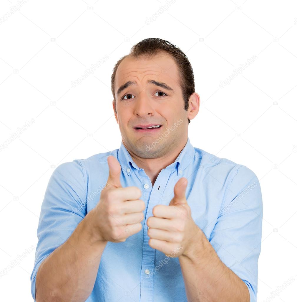 Sarcastic man, thumbs up — Stock Photo © atholpady #40292883