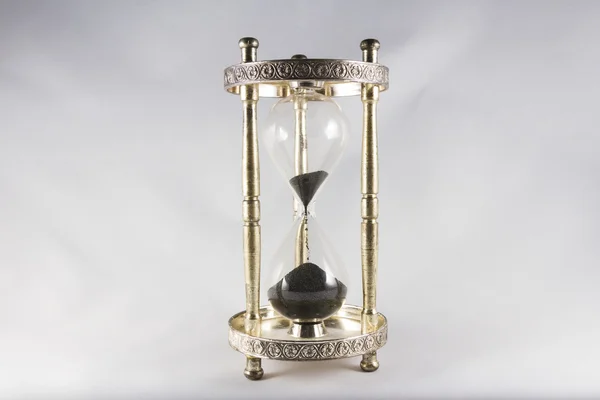 Hourglass - old fashioned hourglass, black sand, full, right o Stock ...