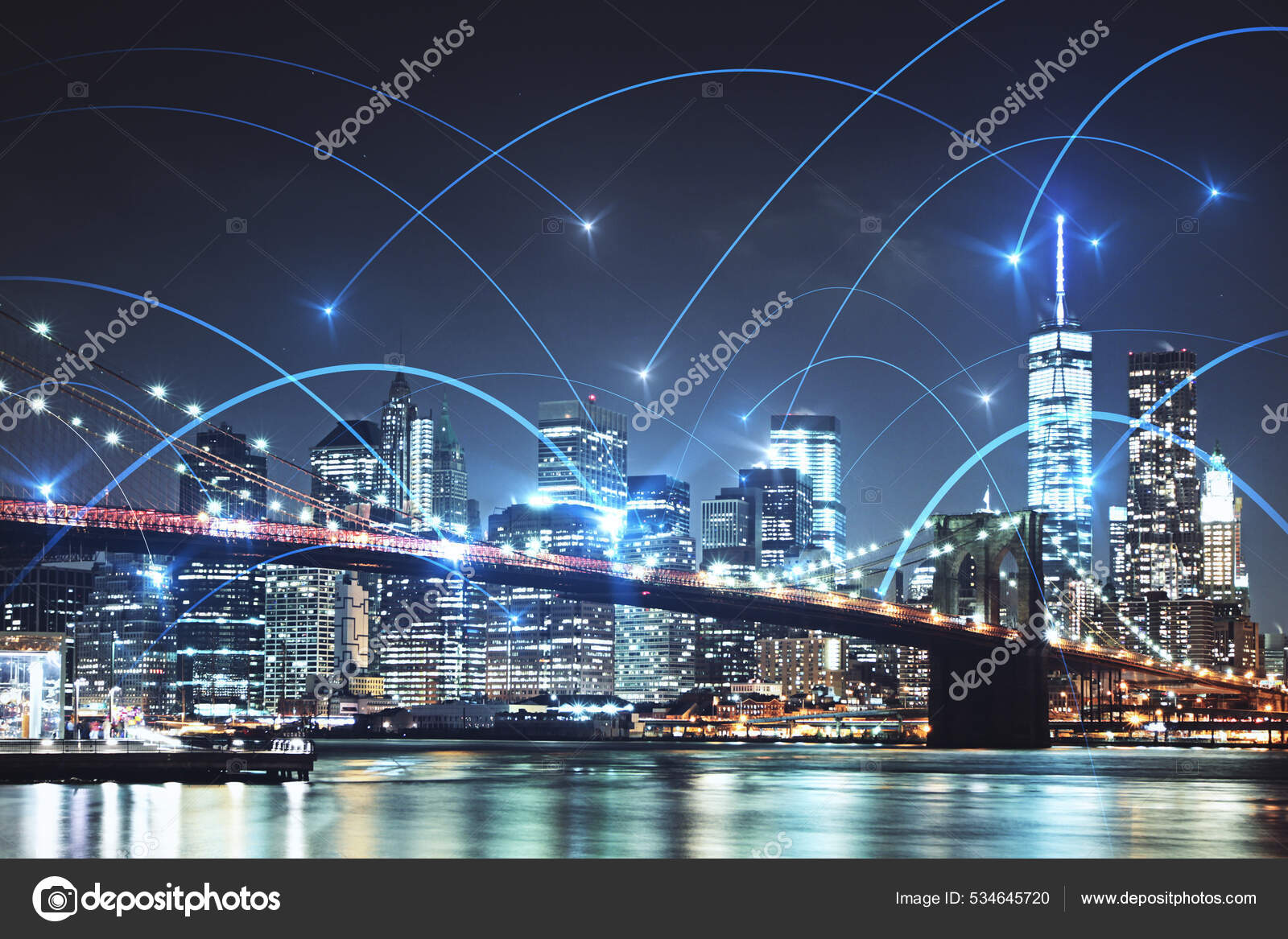 Creative Night City Wallpaper Digital Connections Internet Technology ...
