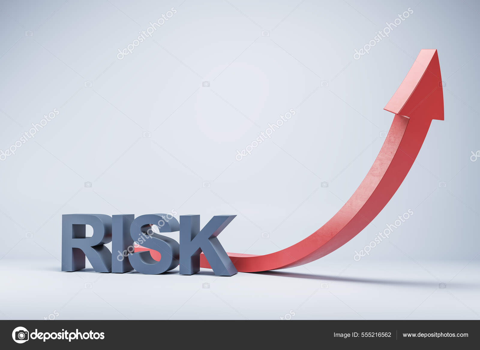 Growing Red Risk Arrow White Background Mock Place Crisis Decline Stock ...