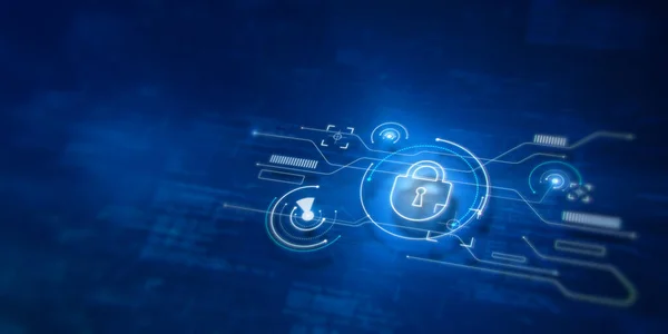 Abstract internet safety and security interface with padlock and ...