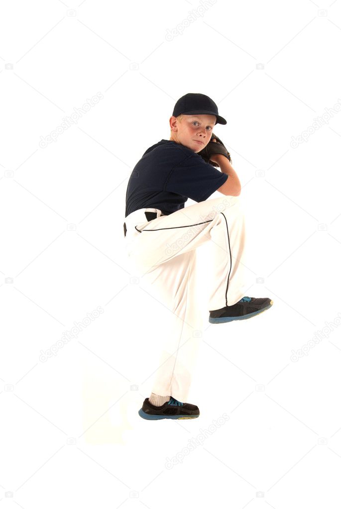 Baseball pitcher in a pitching motion throwing the ball — Stock Photo ...