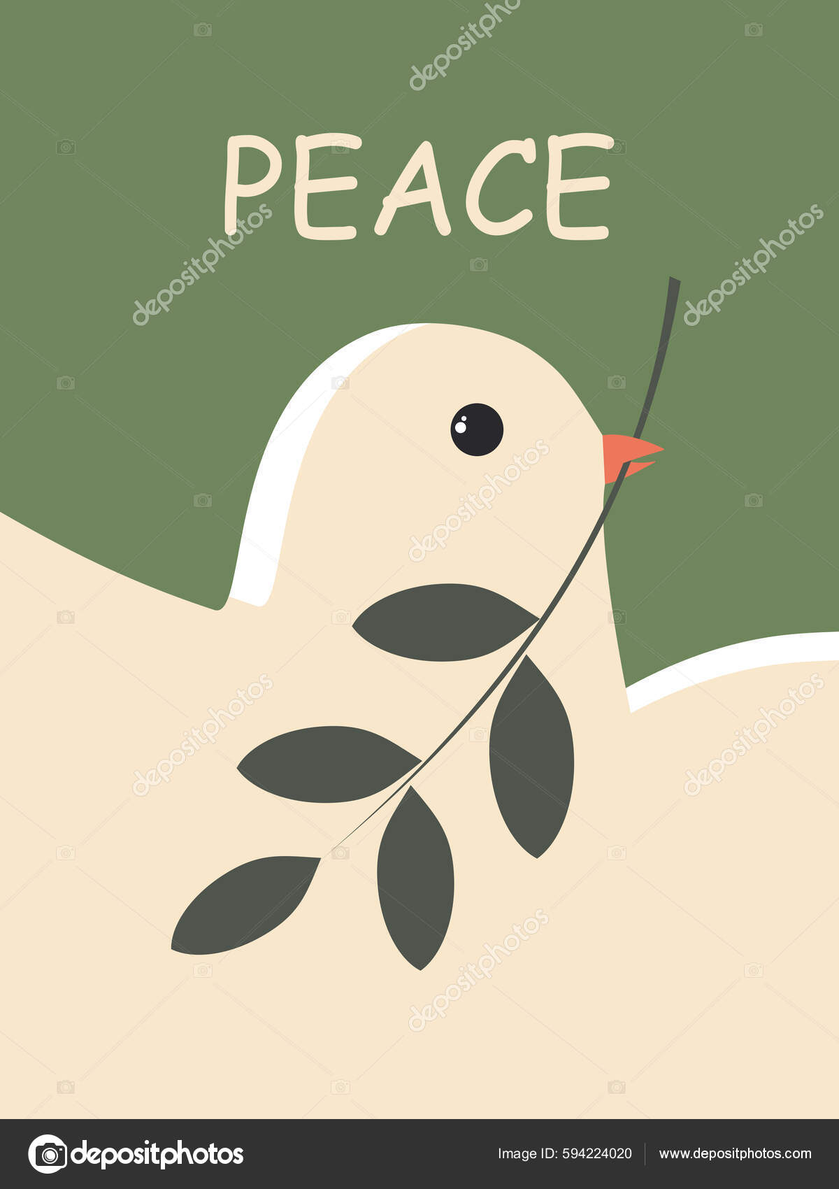 International Day Peace White Dove Green Vertical Poster Peace Ukraine ...