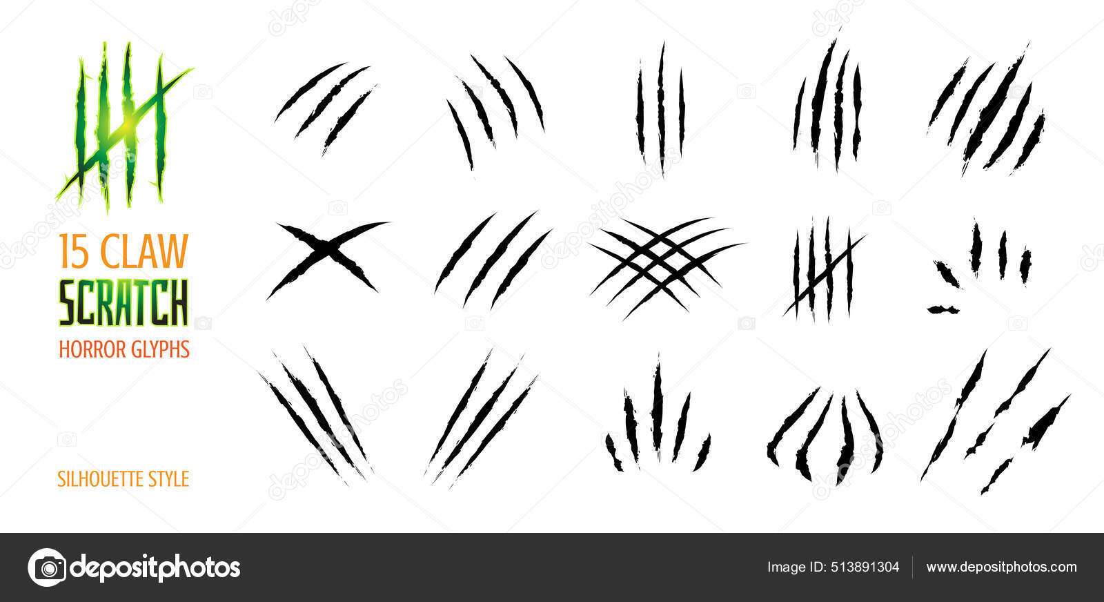 Claw Scratch Vector Illustration Set Cruel Animal Scratches Horror ...
