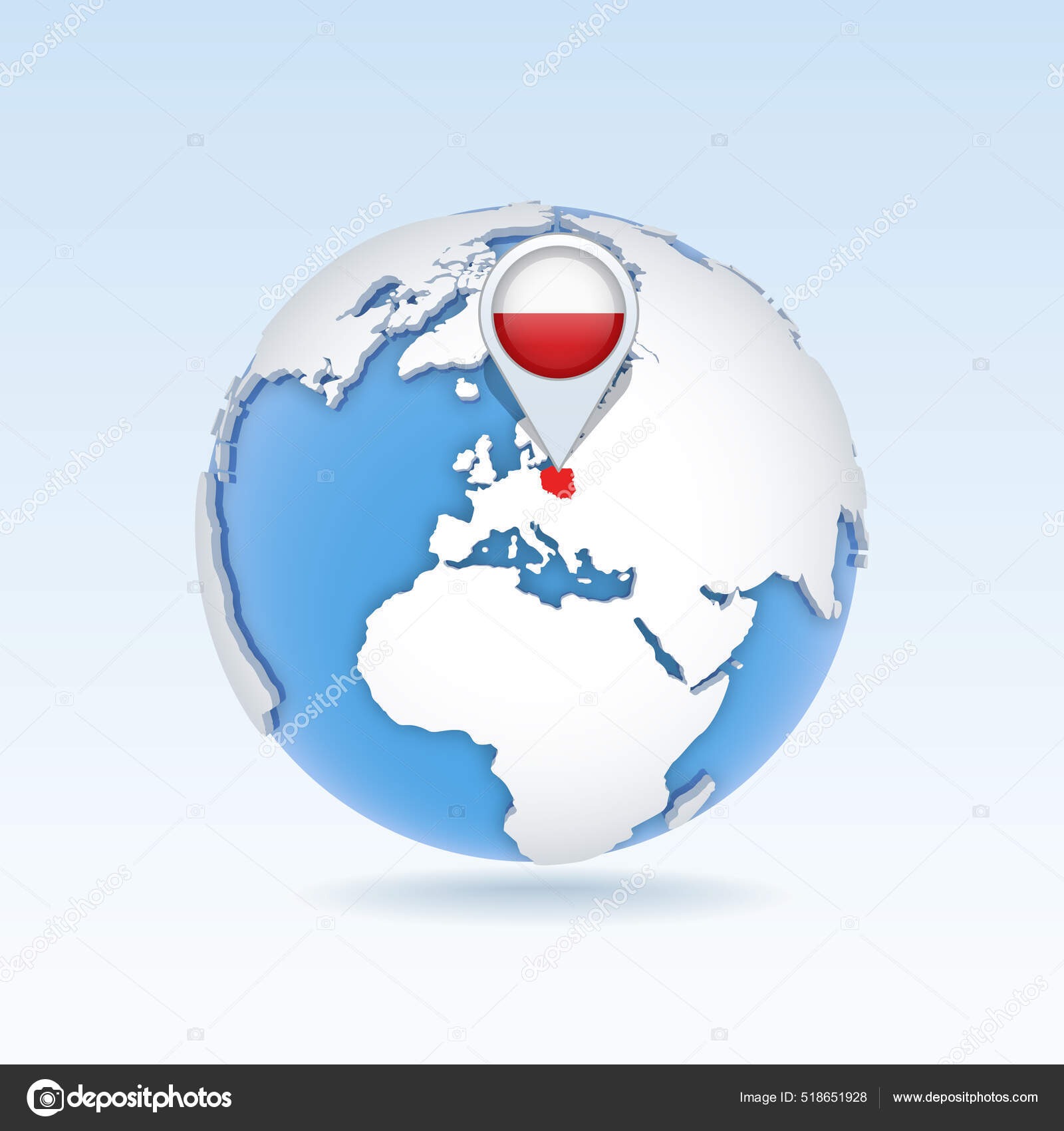 Polandia Peta Negara Dan Bendera Yang Terletak Dunia Peta Dunia Vektor ...