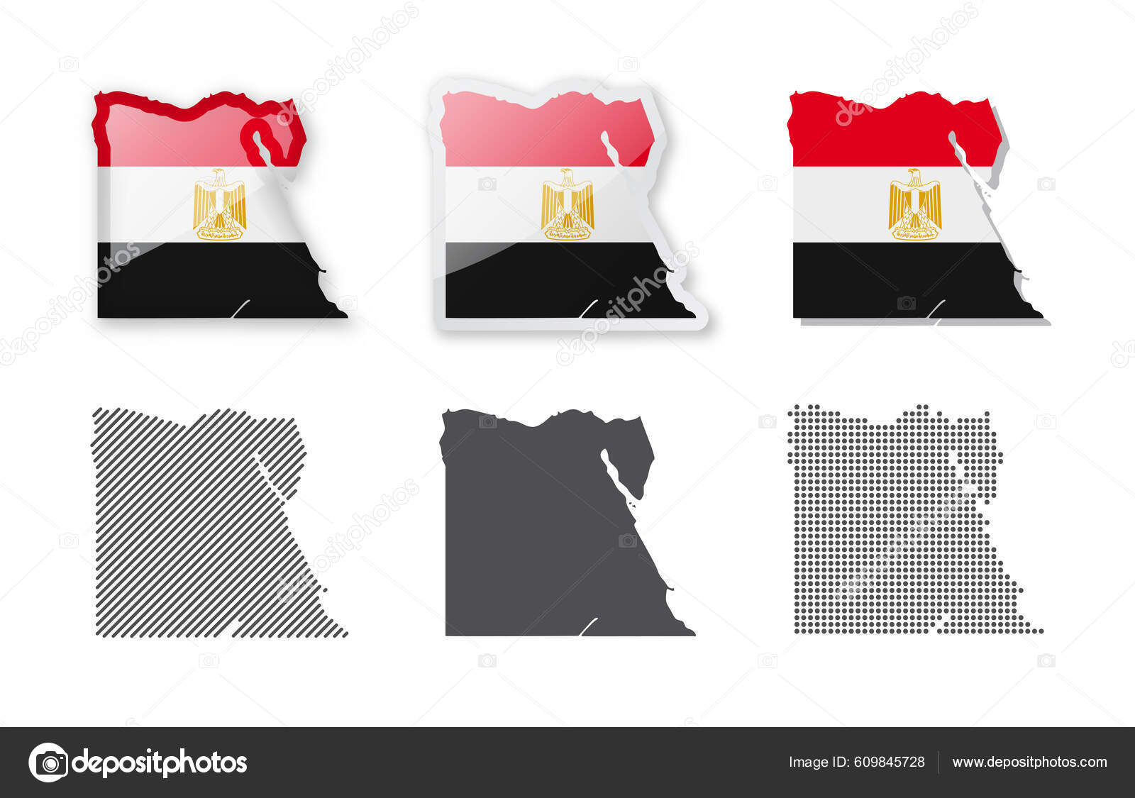 Egypt Maps Collection Six Maps Different Designs Set Vector ...