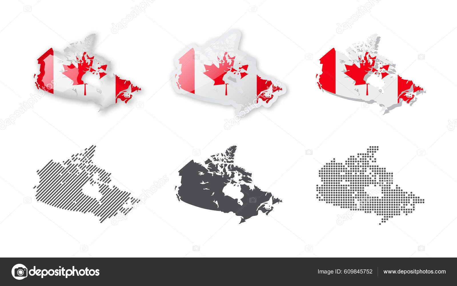 Canada Collection Cartes Six Cartes Dessins Différents Ensemble D ...