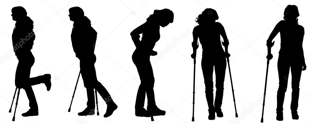 Vector silhouettes of people with crutches. Stock Vector by ©MAJIVECKA ...