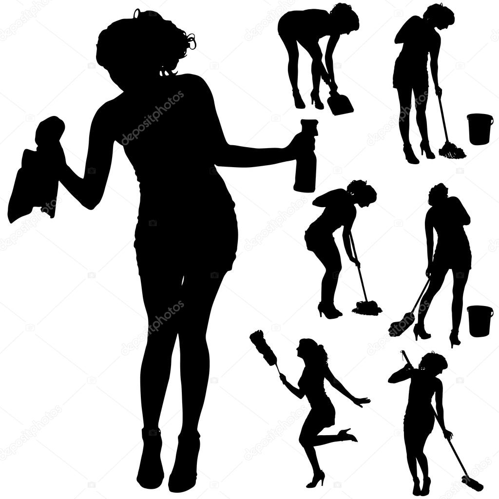 Vector silhouette of a cleaning lady. Stock Vector Image by ©MAJIVECKA #44693901