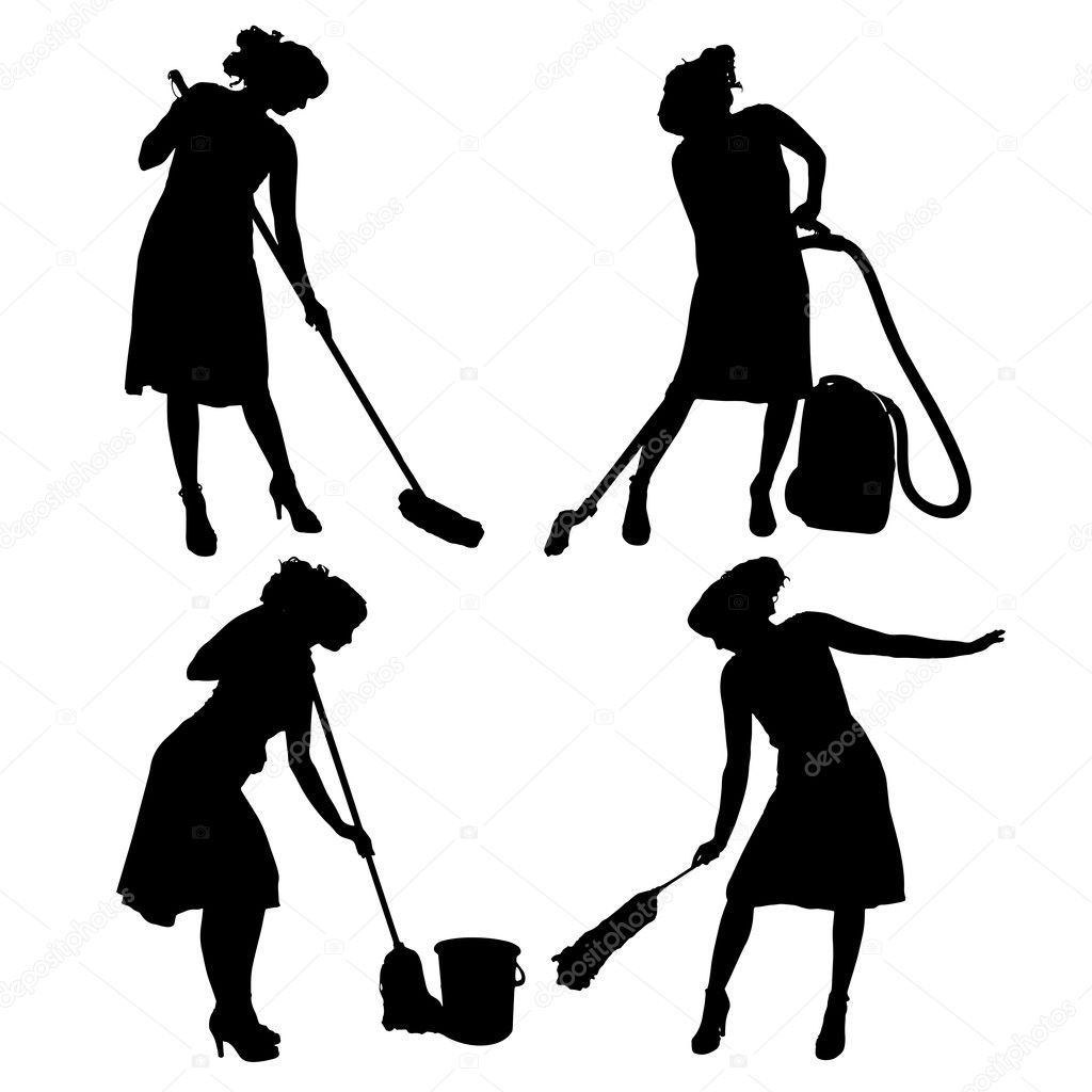 Vector silhouette of a cleaning lady. Stock Vector Image by ©MAJIVECKA ...