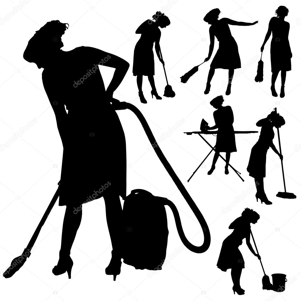 Vector silhouette of a cleaning lady. Stock Vector Image by ©MAJIVECKA ...